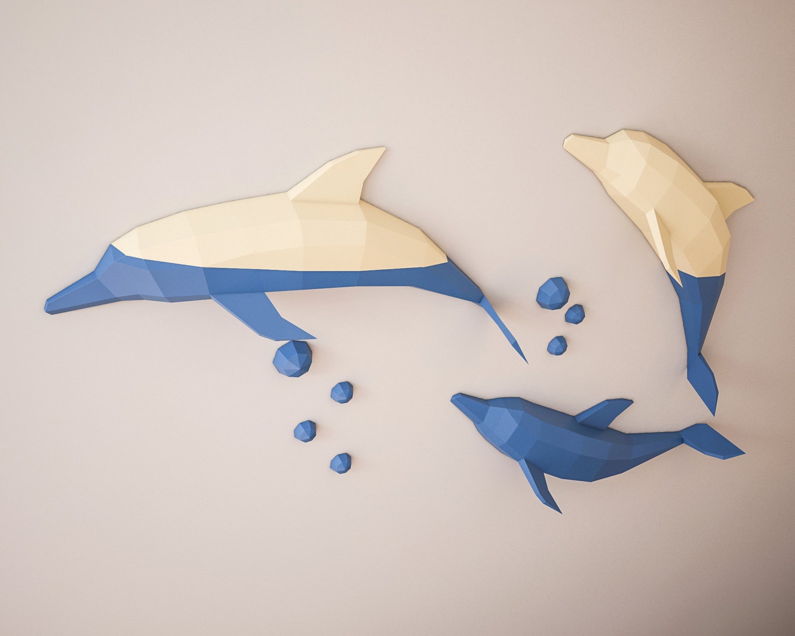 DIY Papercraft Dolphins jumping out of water PDF template | Etsy