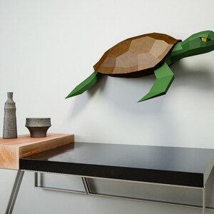 Papercraft Turtle, DIY 3D Origami Home Decor, Paper Craft Template, Sea ...
