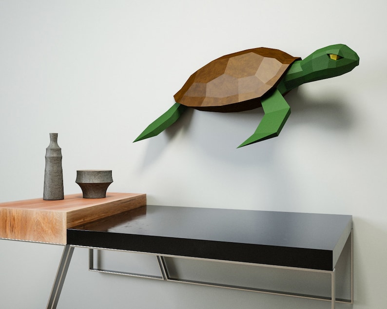 Papercraft Turtle, DIY 3D Origami Home Decor, Paper Craft Template, Sea ...