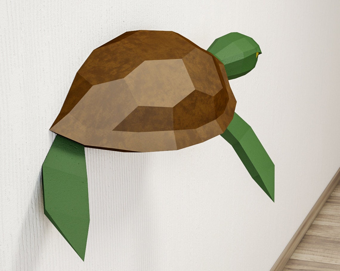 Papercraft Turtle DIY 3D origami home decor Paper craft | Etsy