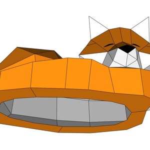 Papercraft Fox, Sleeping Paper Animal, DIY Origami Pattern, Dog 3D ...