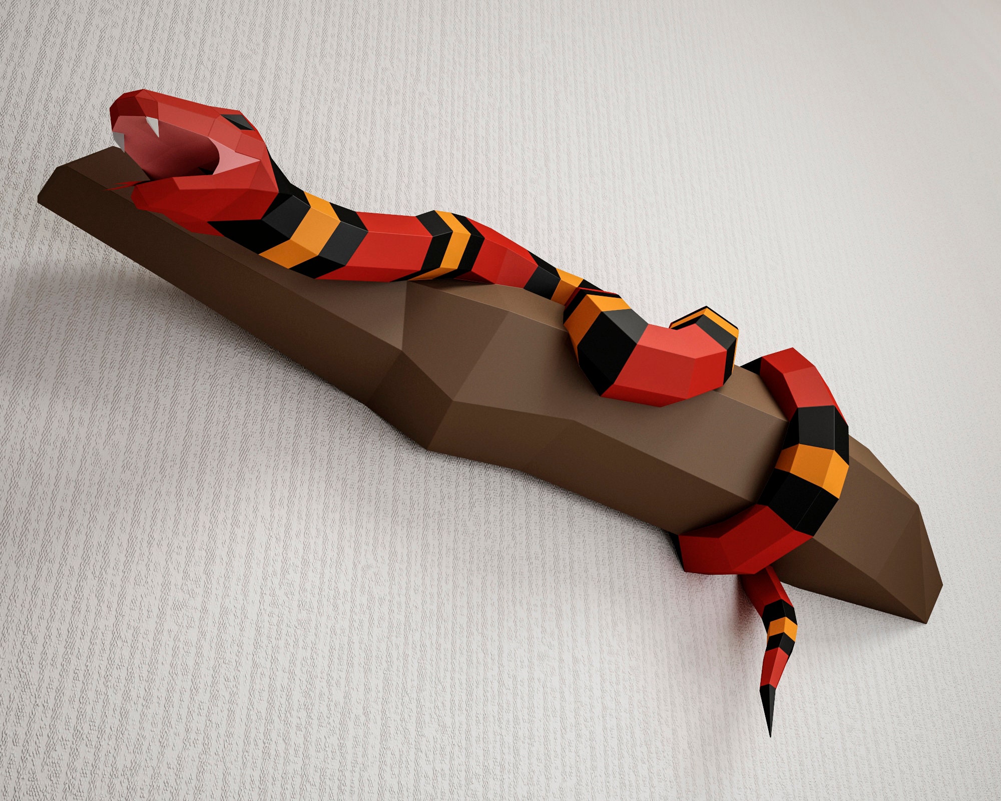 Papercraft Snake on a Branch, Scarlet King Snake Paper Craft 3D Model ...