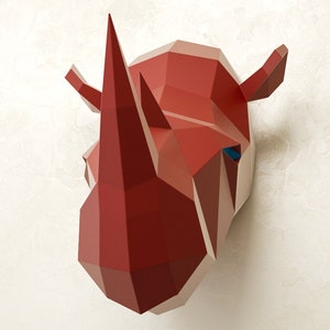 Paper Craft Rhinoceros Head, Low Poly Pattern, Papercraft Model Animals ...