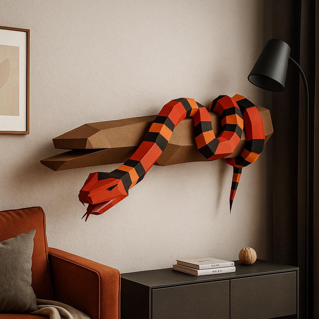 Papercraft Snake on a Branch, Scarlet King Snake Paper Craft 3D Model ...