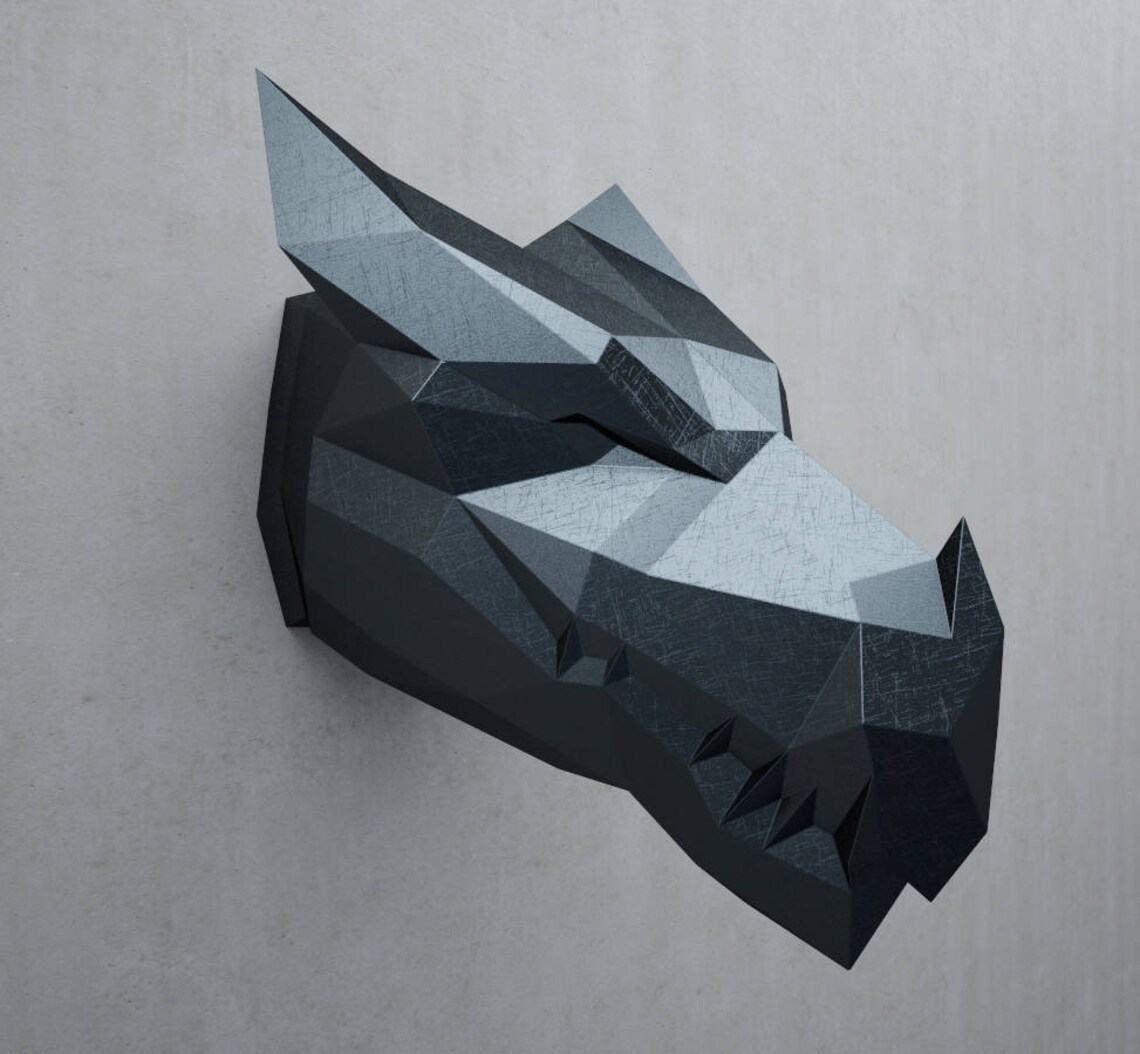 Papercraft Dragon Head Trophy papercraft 3D paper model DIY | Etsy