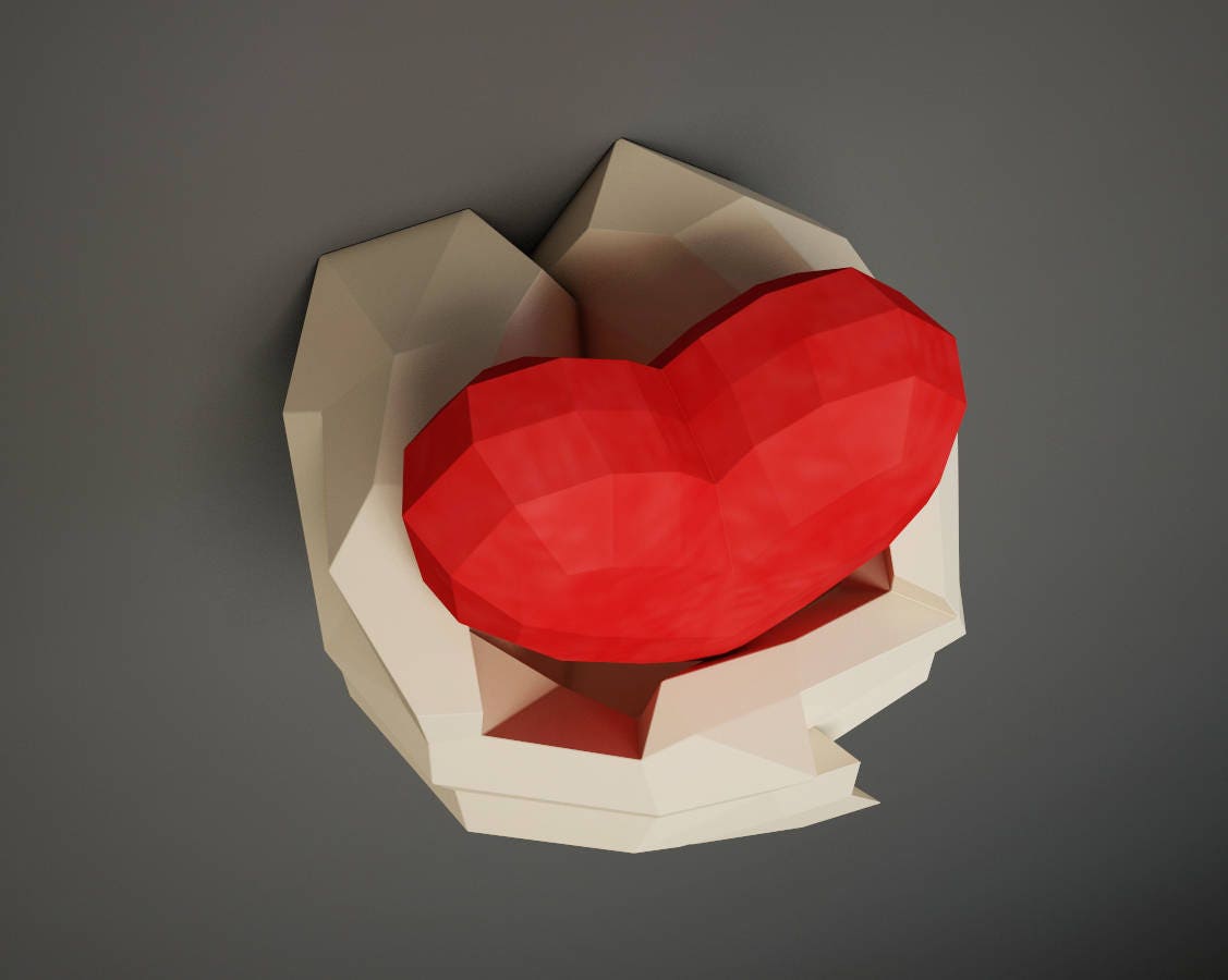 Paper craft Hands with Heart Papercraft 3D wall decor DIY | Etsy