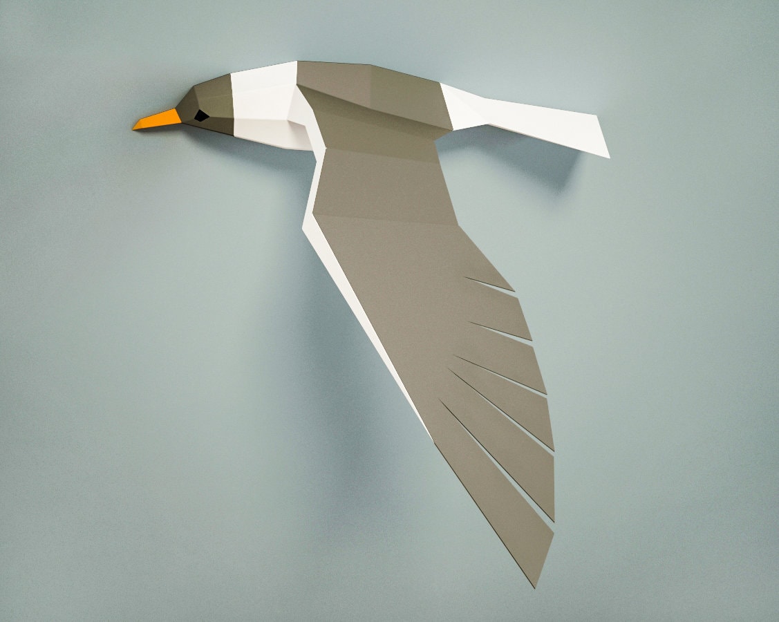 Papercraft Gull 3D Sculpture DIY Paper Craft Template - Etsy Singapore
