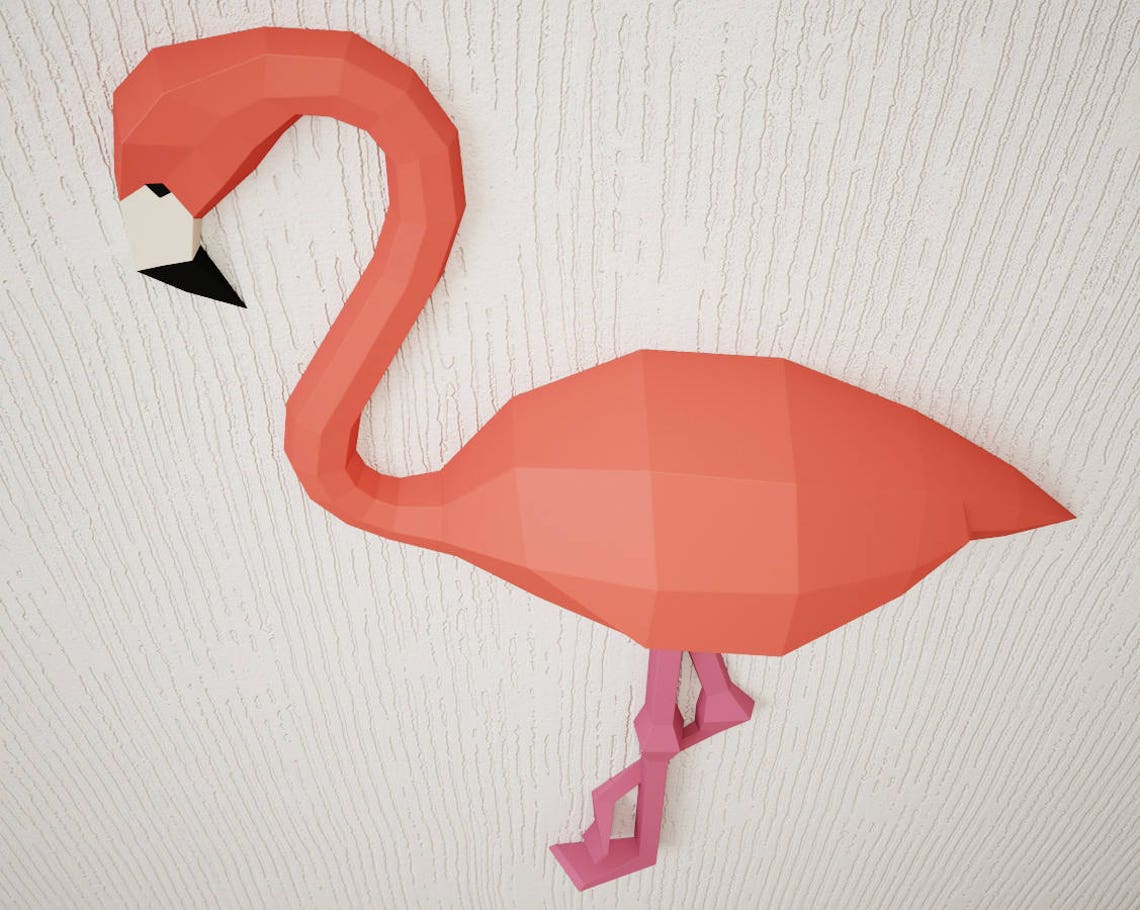 Papercraft Flamingo 3D Paper Craft model DIY Paper | Etsy