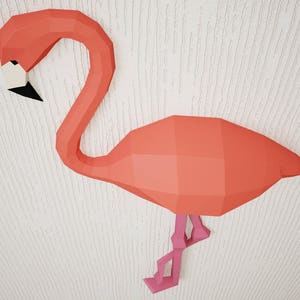 Papercraft Flamingo, 3D Paper Craft Model, DIY Paper Sculpture, Wall ...