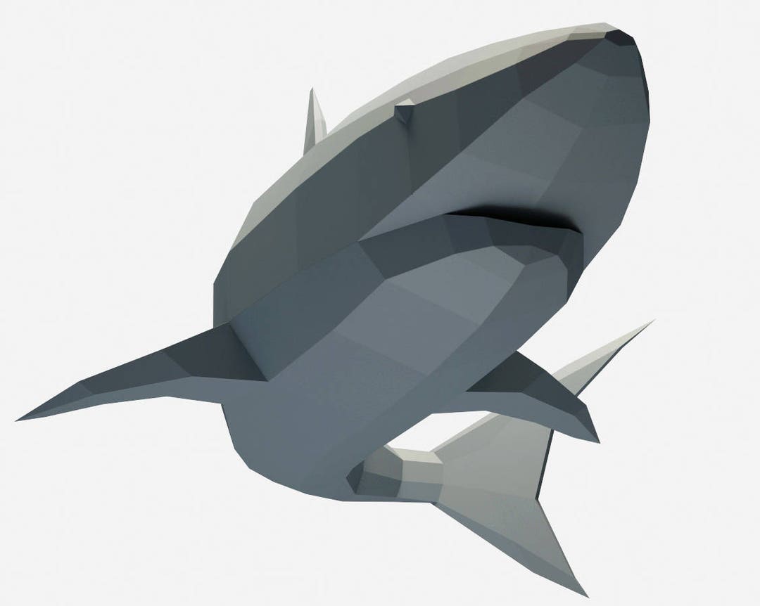 Papercraft Shark, 3D Paper Craft Model, Low Poly Tiburon, Animal Trophy ...