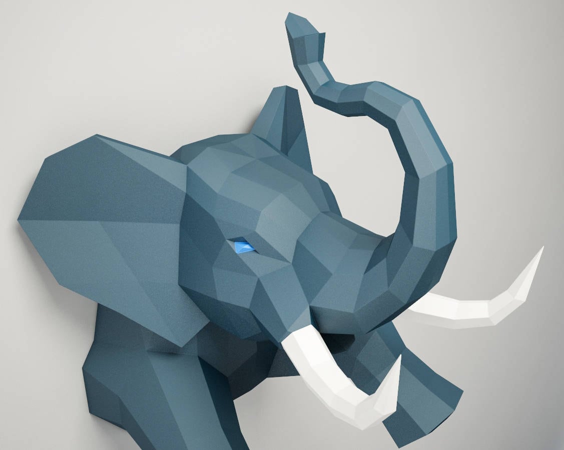 3D Papercraft Elephant DIY paper craft model Art Project | Etsy