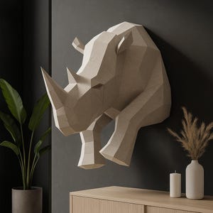 Papercraft Rhino, Paper Craft Rhinoceros, DIY Sculpture, PDF Template ...