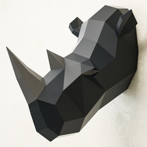 Paper Craft Rhinoceros Head, Low Poly Pattern, Papercraft Model Animals ...