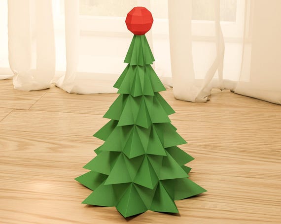 DIY Paper Christmas Tree 3D Papercraft New Year Gift Low Etsy
