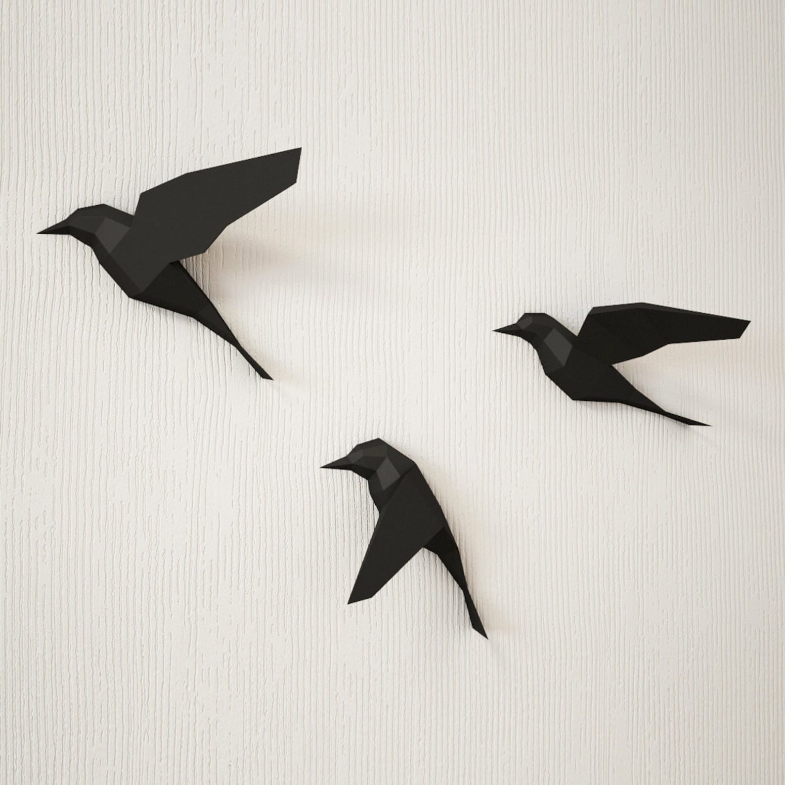 3D Papercraft Birds on Wall, DIY Paper Model Sculpture, Origami ...