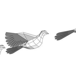 Papercraft Pigeons, 3D Paper Model Dove, Birds Polygonal DIY Origami ...