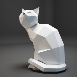 Papercraft Cat, Paper Craft 3D Model, Kitten PDF Template, Cute Low ...