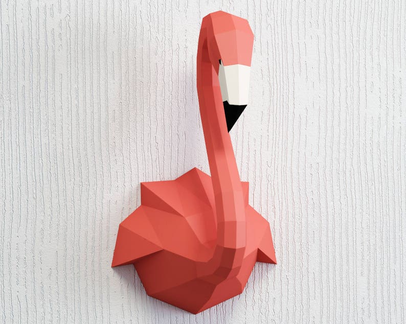 Papercraft Flamingo 3D Paper Craft Sculpture Animal Head - Etsy Australia