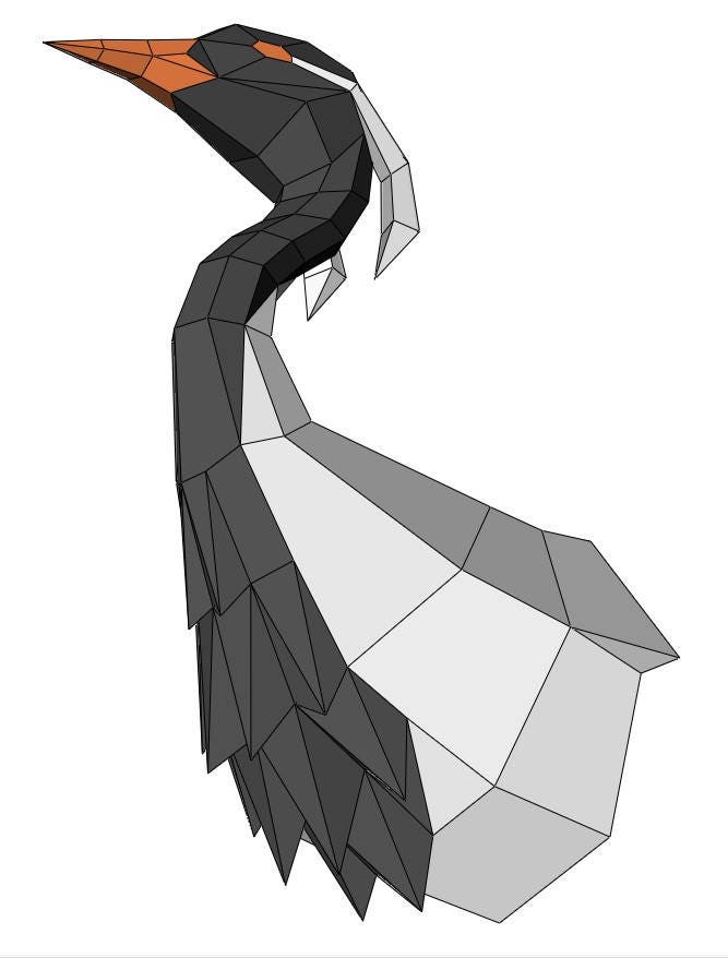 Papercraft Crane Demoiselle 3D Paper Craft Model Printable | Etsy