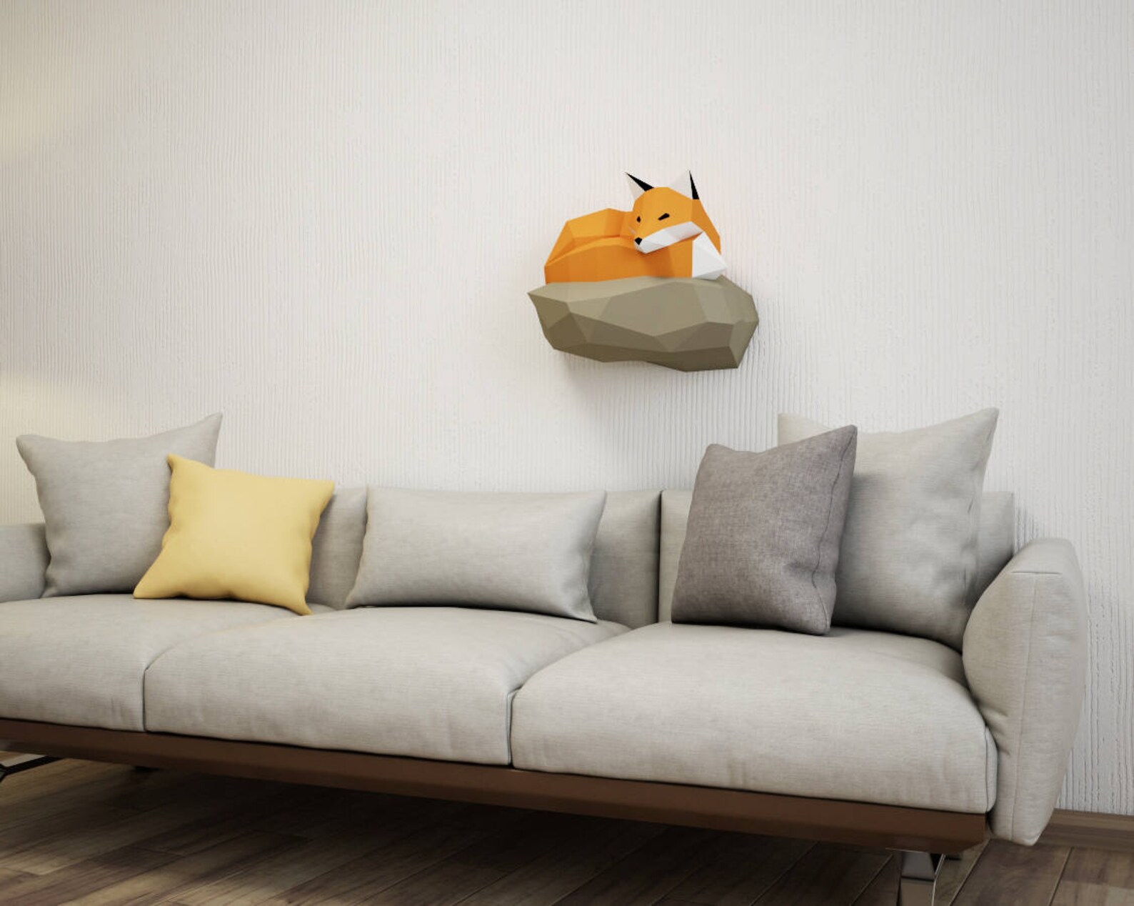 Papercraft Fox on Rock, Paper Model, 3d Paper Craft, Paper Sculpture ...