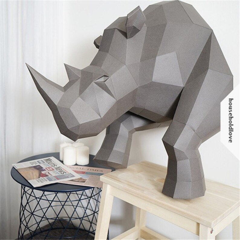 Papercraft Rhino Paper craft rhinoceros DIY sculpture PDF | Etsy