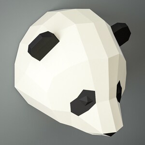 Papercraft Panda Head, Paper Craft 3D Animal Trophy, DIY Kit Digital ...