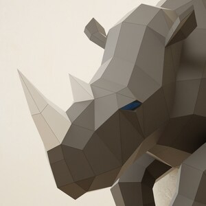 Papercraft Rhino, Paper Craft Rhinoceros, DIY Sculpture, PDF Template ...