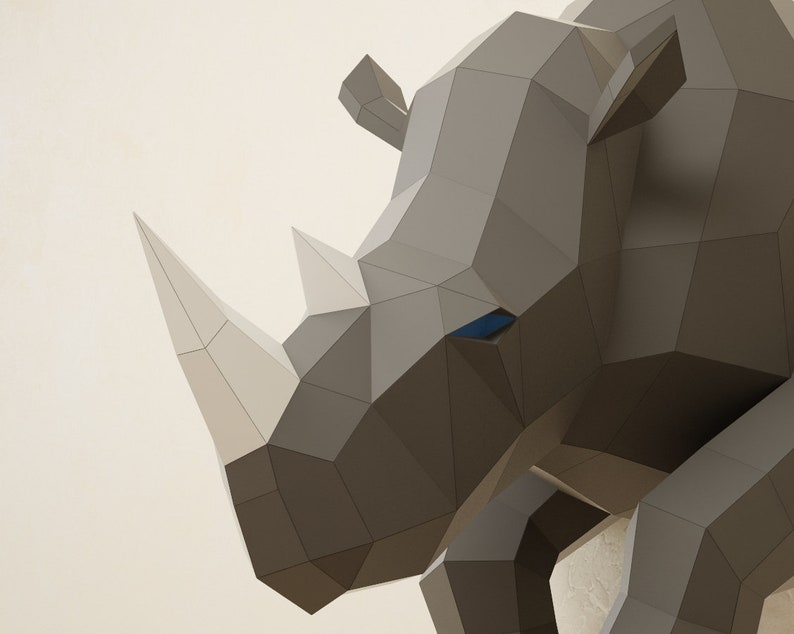 Papercraft Rhino Paper craft rhinoceros DIY sculpture PDF | Etsy