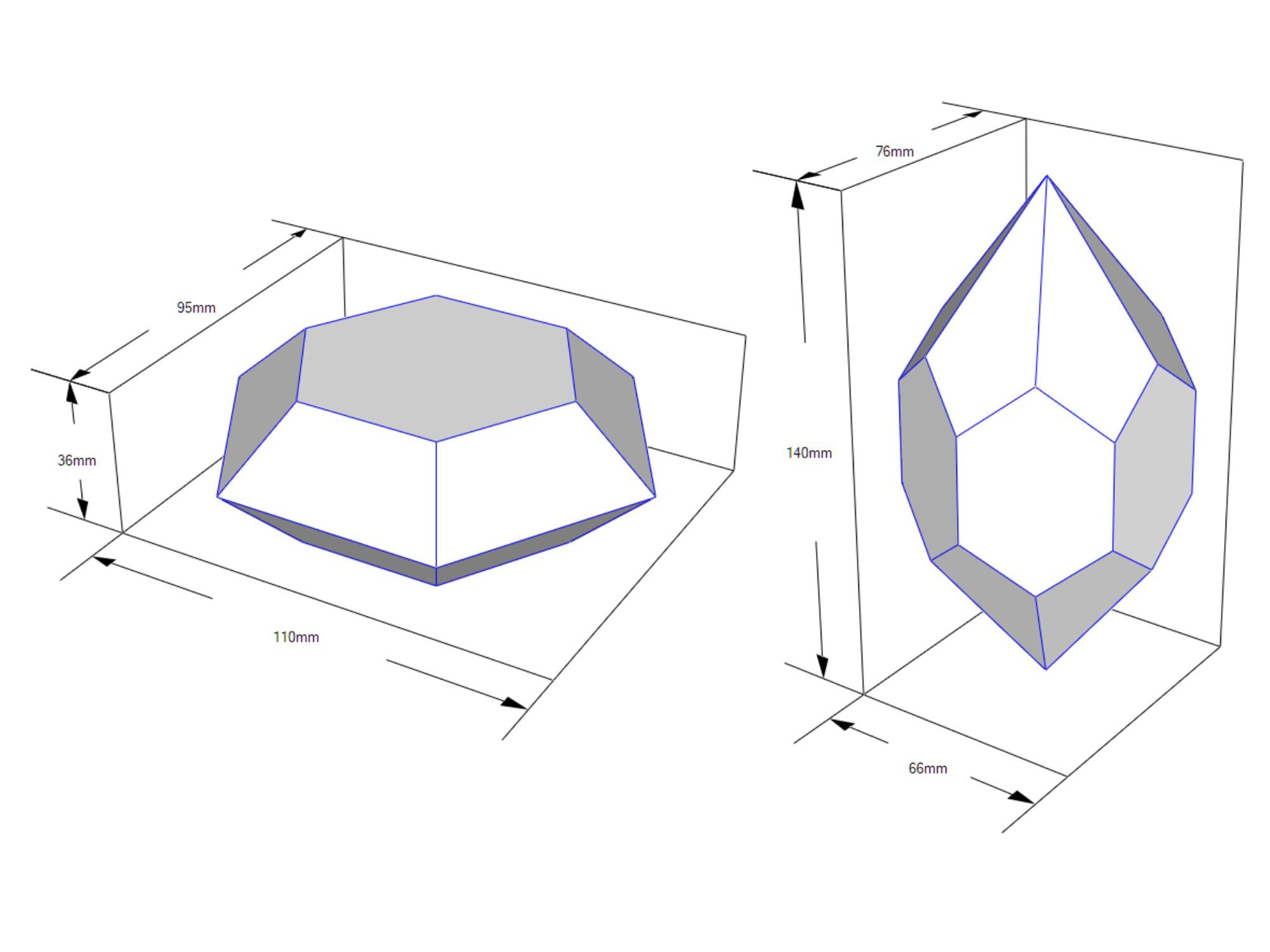 Papercraft Gems, Paper Craft Jewel, Crystal PDF Template, Stones 3D ...