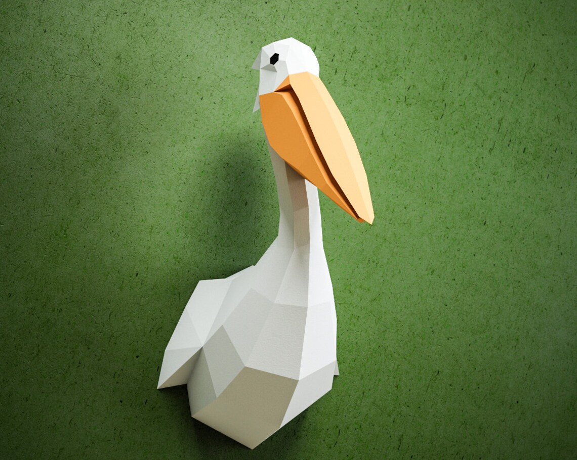 DIY Paper Pelican 3D, Papercraft Sculpture, Paper Craft Model, Low Poly ...