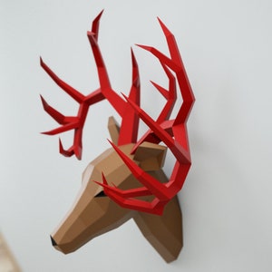 Papercraft Deer, Paper Animal Trophy, 3D Interior Sculpture Kit, Craft ...