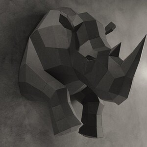 Papercraft Rhino, Paper Craft Rhinoceros, DIY Sculpture, PDF Template ...