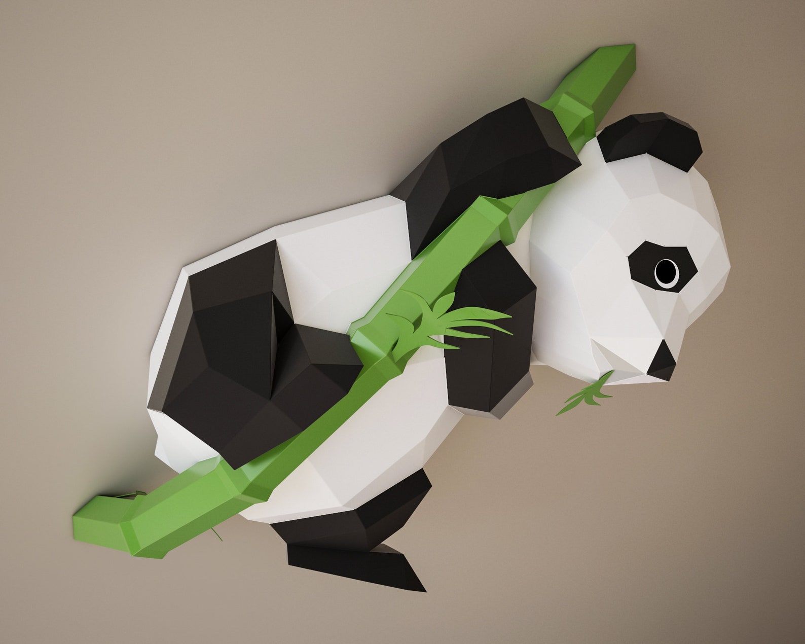 DIY Paper Panda on Bamboo Papercraft Model Polygonal Paper - Etsy