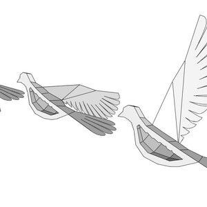 Papercraft Pigeons, 3D Paper Model Dove, Birds Polygonal DIY Origami ...