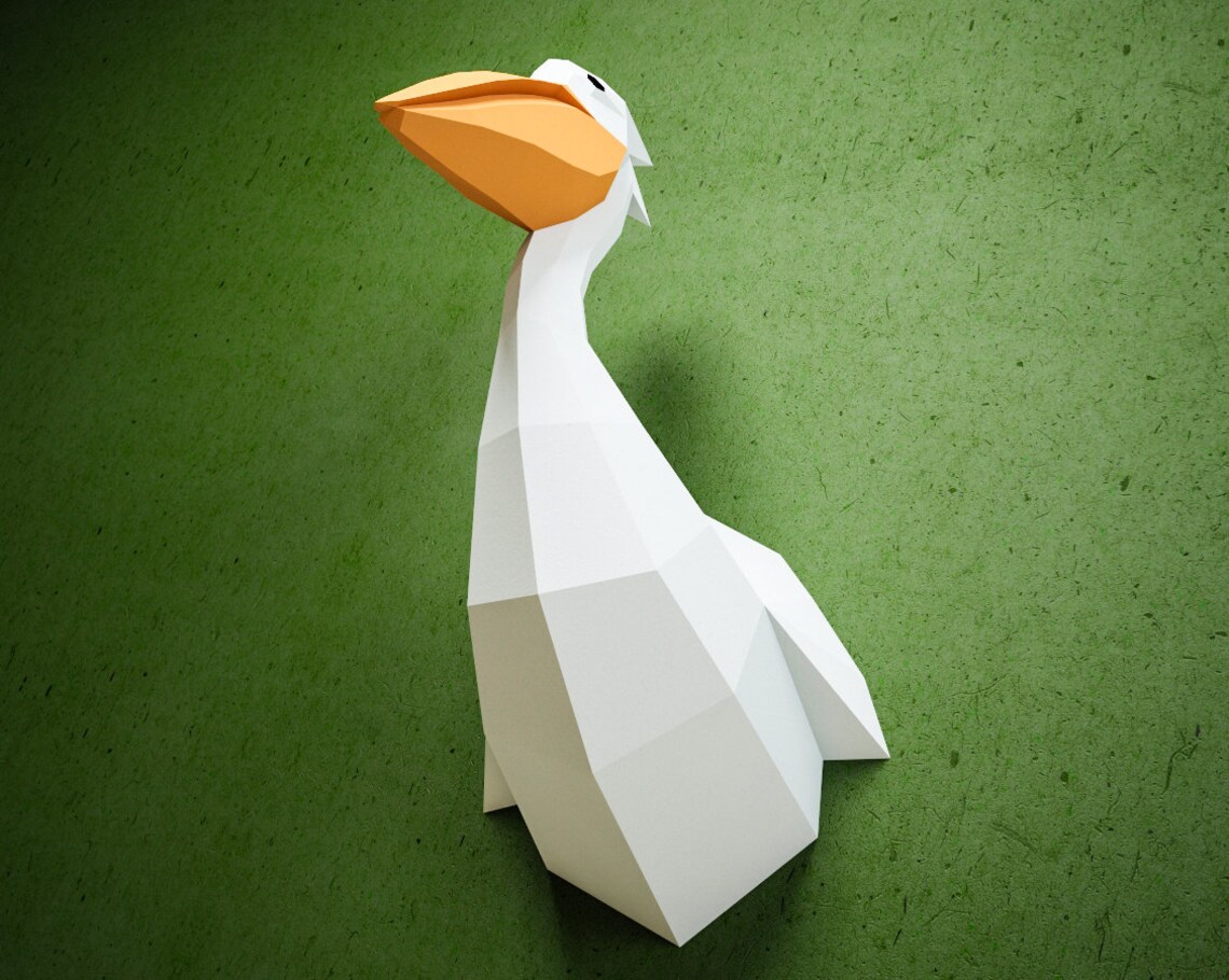 DIY Paper Pelican 3D, Papercraft Sculpture, Paper Craft Model, Low Poly ...