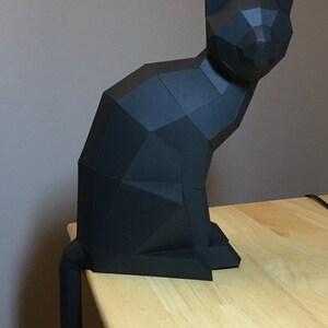 3D Paper Craft Cat, DIY Sculpture Sitting Cat, Papercrafting, Low Poly ...