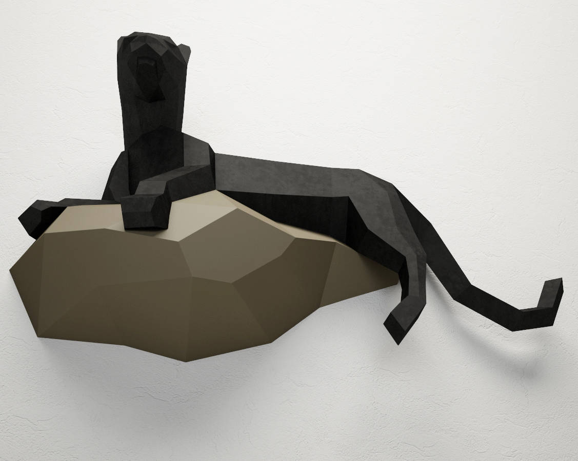 Papercraft Panther 3D paper craft sculpture Paper model Cat | Etsy