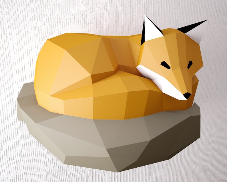 Papercraft Fox on Rock Paper Model 3d Paper Craft Paper - Etsy Israel