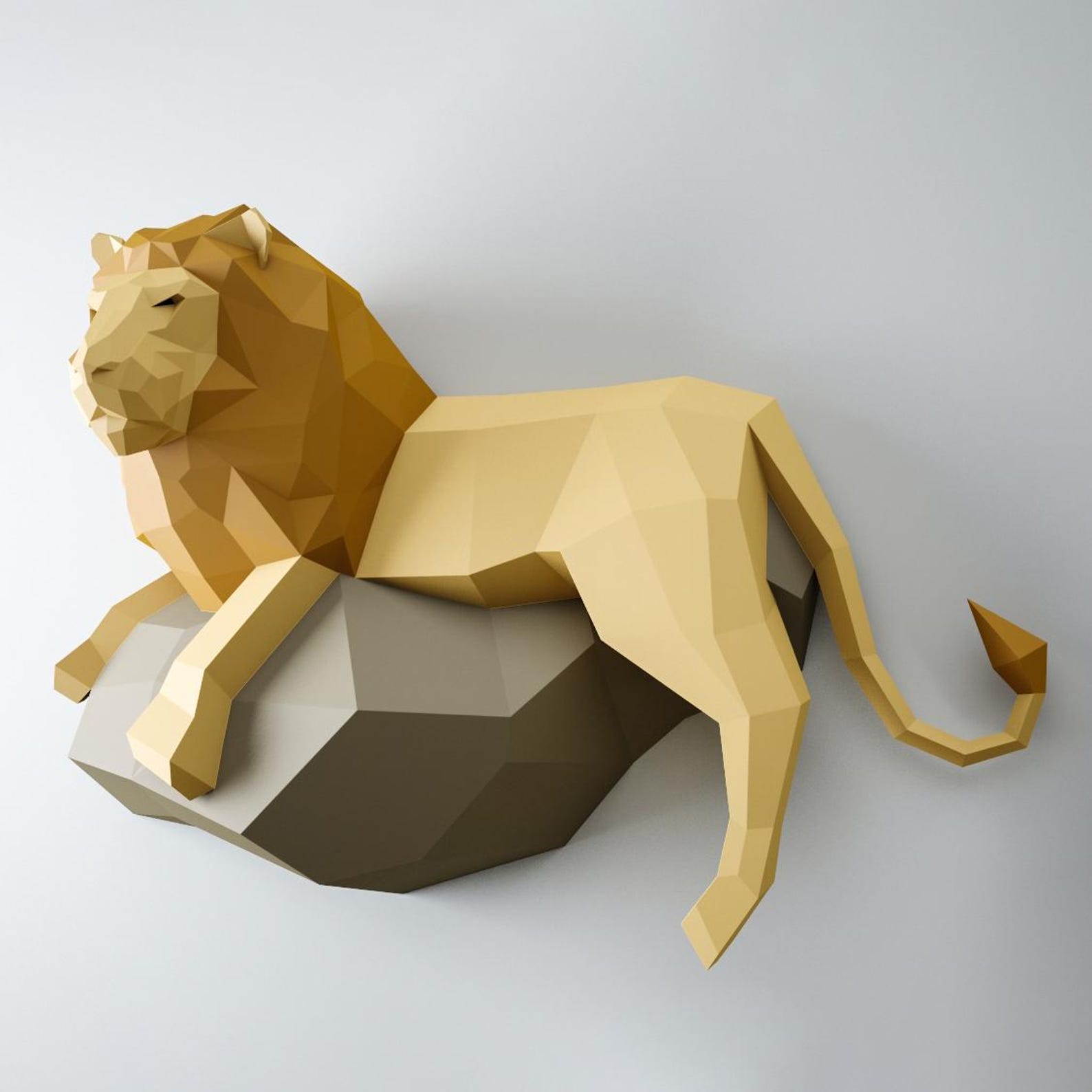 Papercraft Lion, 3D Paper Model, PDF Paper Craft Template, Low Poly Leo ...