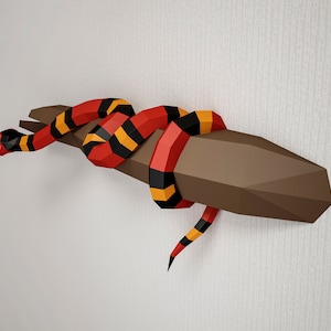 Papercraft Snake on a Branch, Scarlet King Snake Paper Craft 3D Model ...
