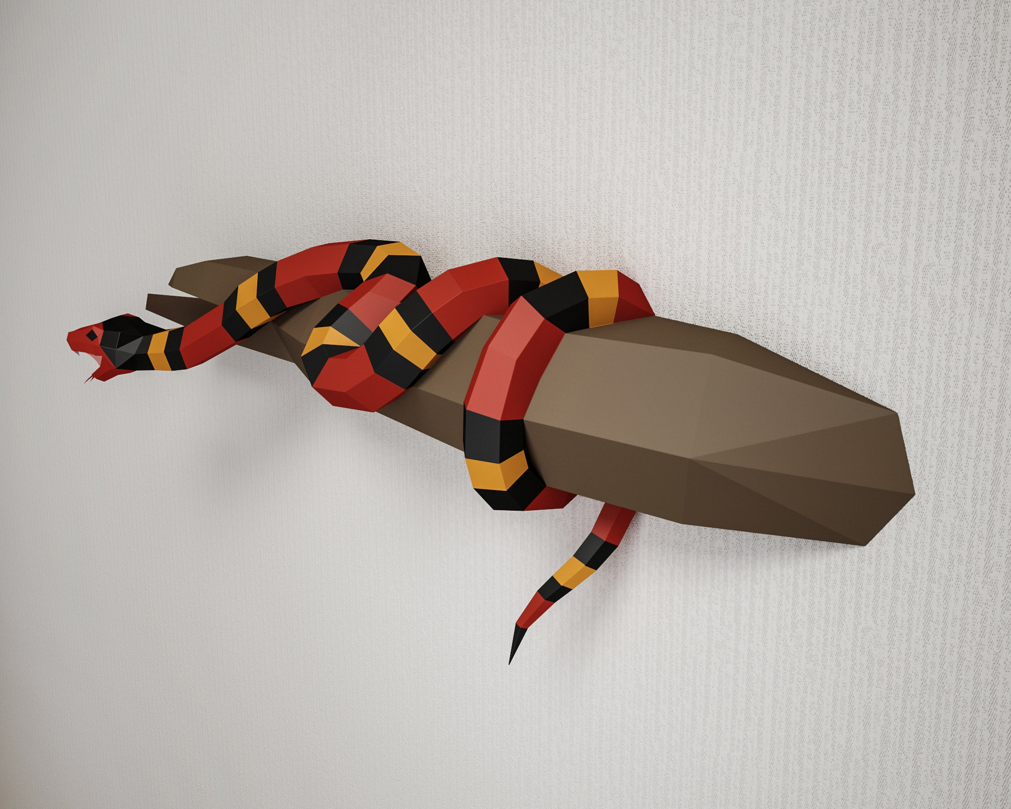 Papercraft Snake on a Branch, Scarlet King Snake Paper Craft 3D Model ...