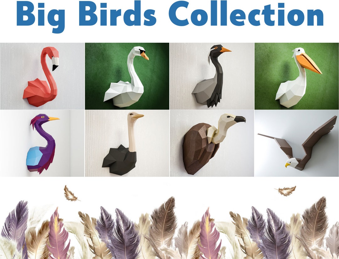 Papercraft Big Birds Collection, Paper Craft Set of Flamingo, Swan ...