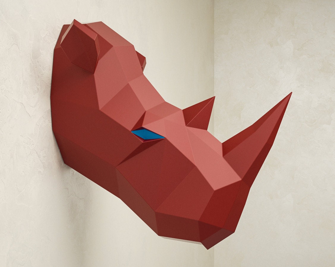 Paper Craft Rhinoceros Head, Low Poly Pattern, Papercraft Model Animals ...