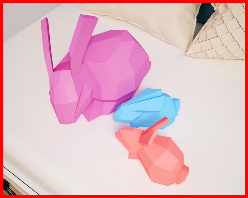 Papercraft Bunny 3D paper craft model Rabbits family paper | Etsy