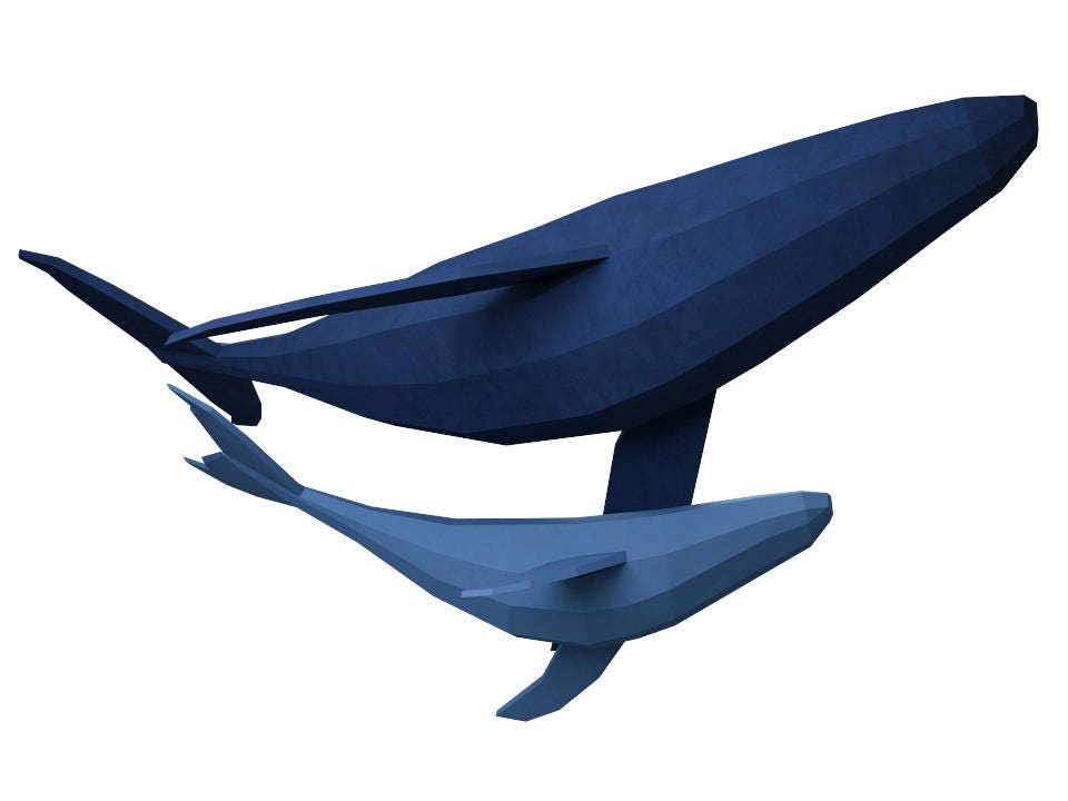 Papercraft Whale, 3D Family of Whales Paper Model, Paper Sculpture ...