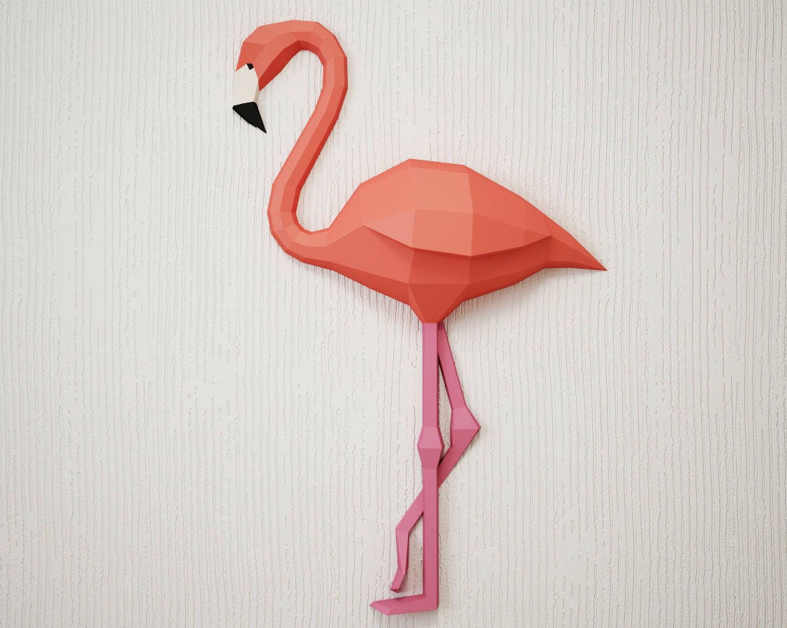 Papercraft Flamingo 3D Paper Craft Model DIY Paper - Etsy