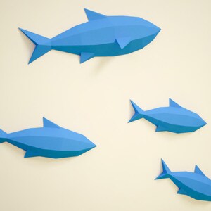 DIY Paper Fishes on Wall, 3D Papercraft Fish, Easy Paper Model ...