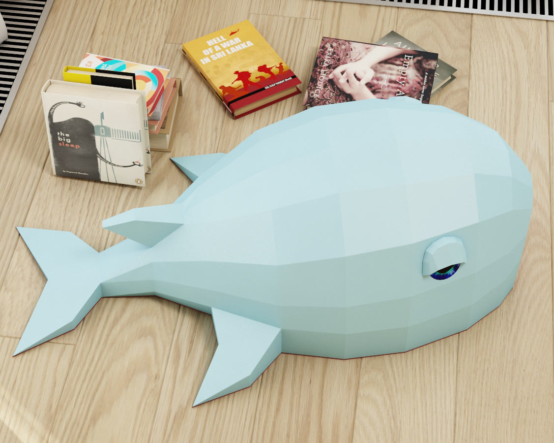 DIY Paper Cat House "whale", Papercraft 3D Cat Cave, Do It Yourself Cat ...