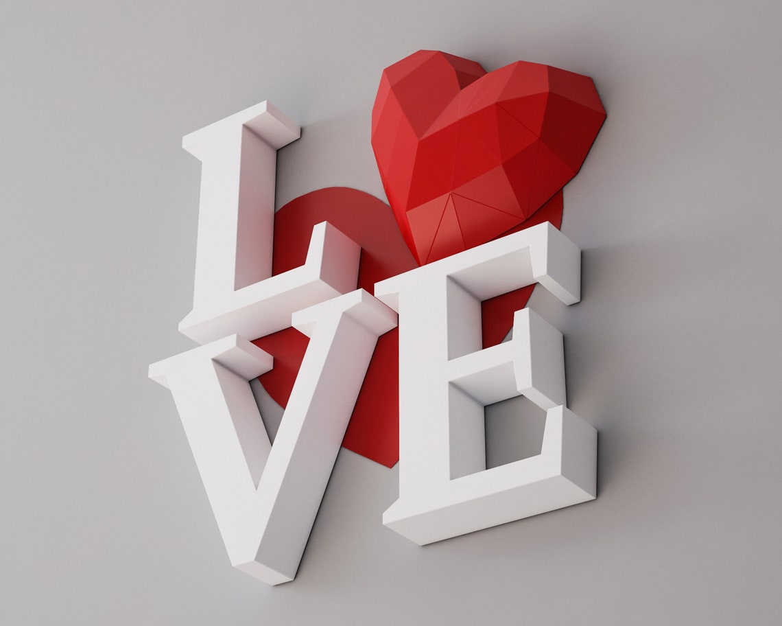 3D Papercraft Love Paper Craft Heart DIY Gift for Her Him | Etsy