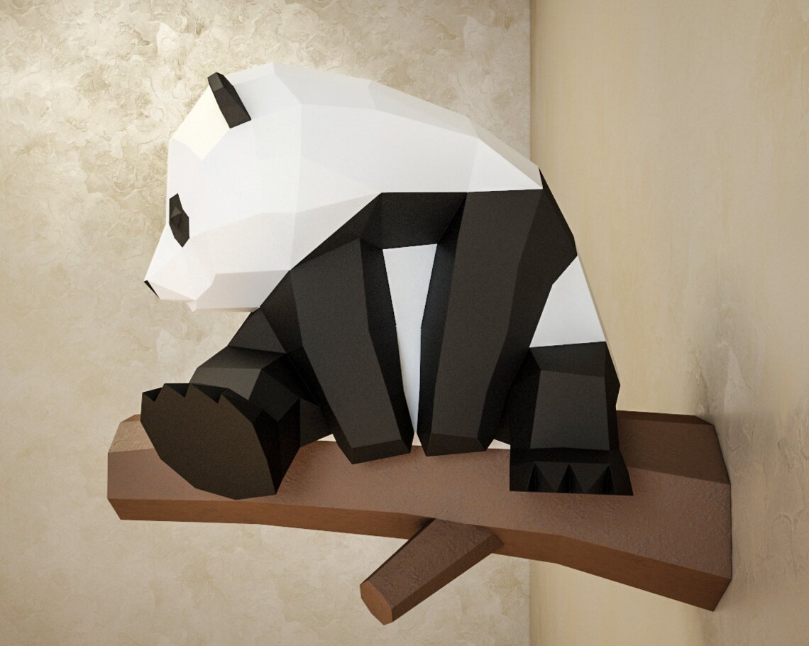 Papercraft Little Panda, DIY Paper Craft, 3D Template PDF Kit, Make ...
